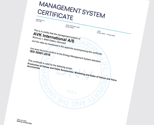 Certified to ISO 50001 - AVK International